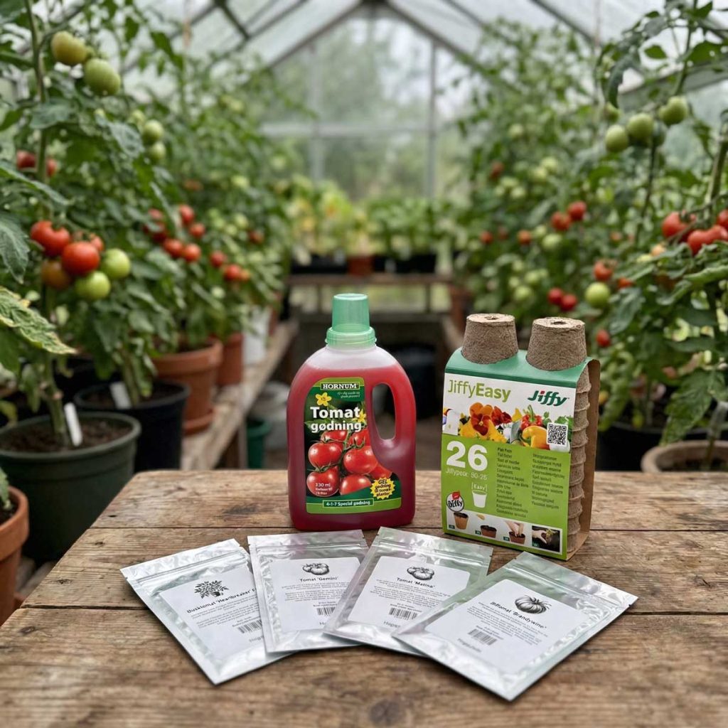 Liten tomatpakke: 4 typer tomat, potter og gjødsel | Hageglede.no