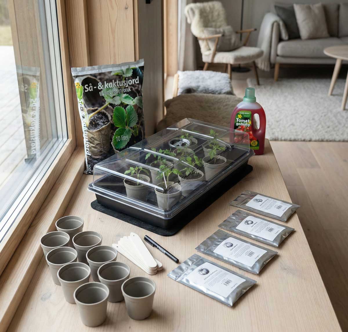 Medium tomatpakke: 4 typer tomat, gjødsel og såutstyr | Hageglede.no